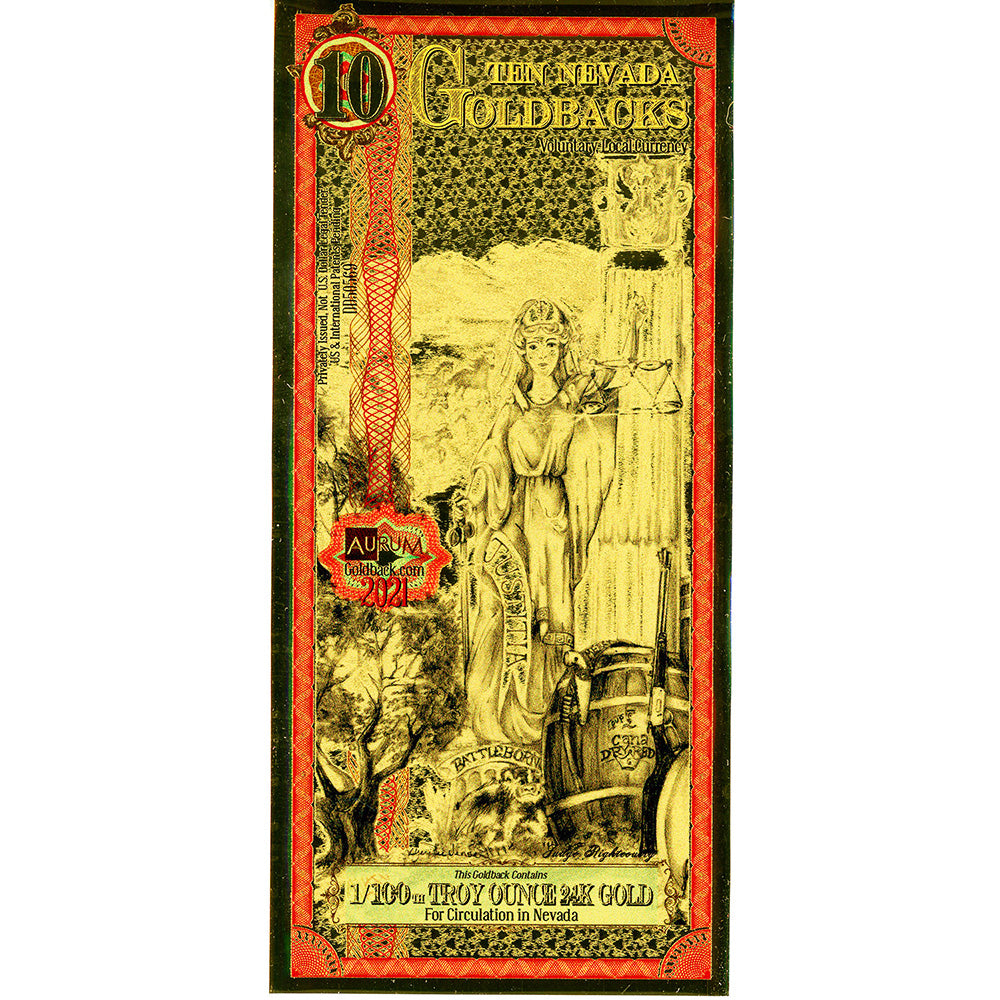 10 Nevada Goldback (2021) - Aurum Gold Note (24k) – ZM
