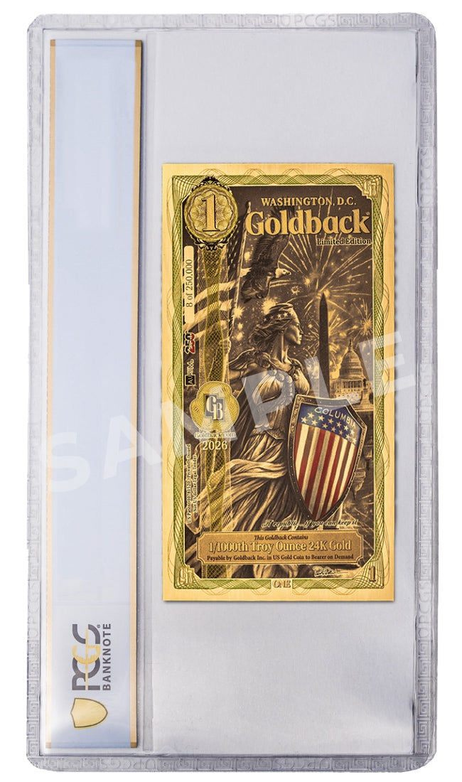 1 GRADED Washington DC Color Goldback PCGS 70 - Aurum Gold Note (24k) – ZM