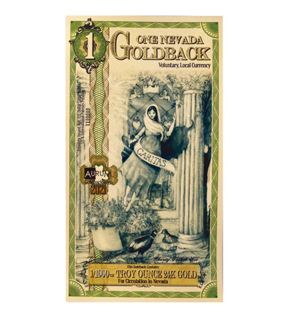 1 Nevada Goldback 2021 - Aurum Gold Note (24k) | Goldbacks a Good ...