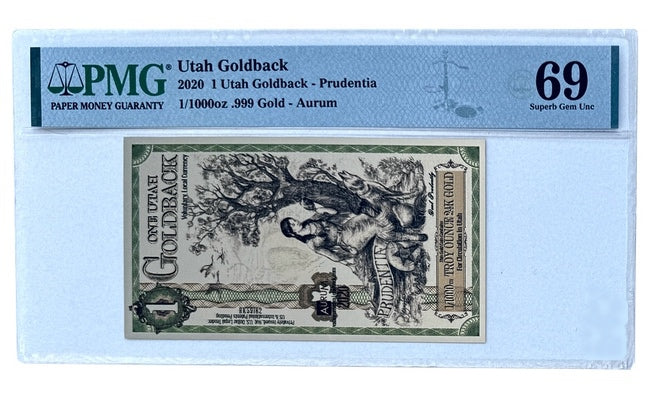 1 Utah Goldback 2020 - Aurum Gold Note (24k) PMG 69 – ZM