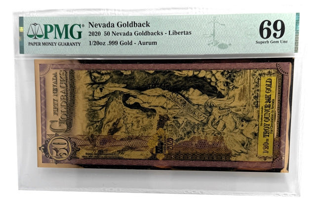 50 Nevada Goldback (2020) - Aurum Gold Note (24k) PMG 69 – ZM