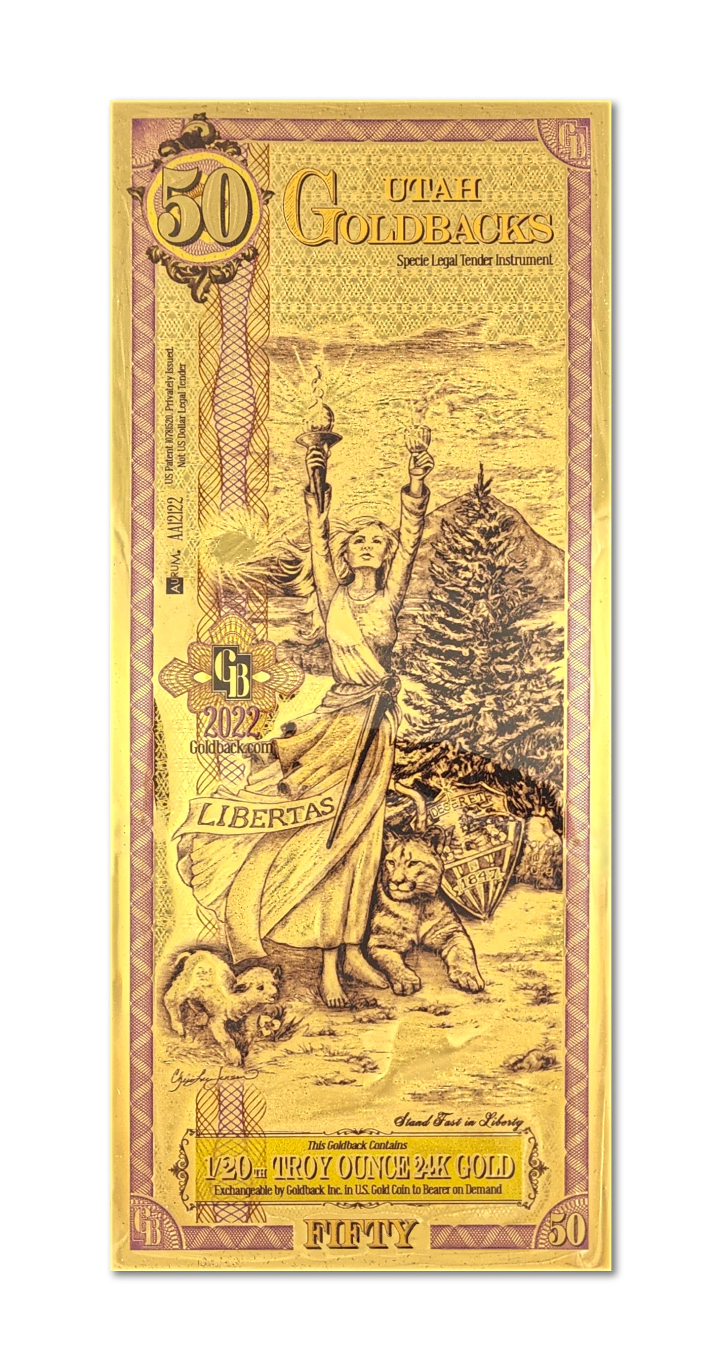 50 Utah Goldback - Aurum Gold Note (24k) – ZM