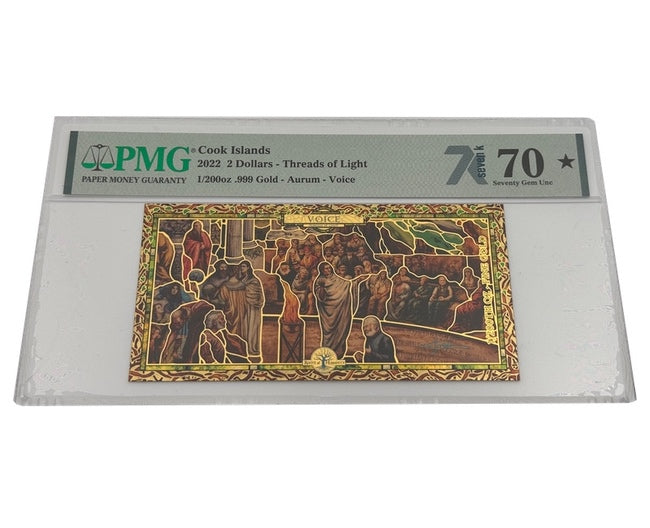 2022 Cook Islands VOICE Threads of Light 24K Gold Note - Graded PMG 70 – ZM