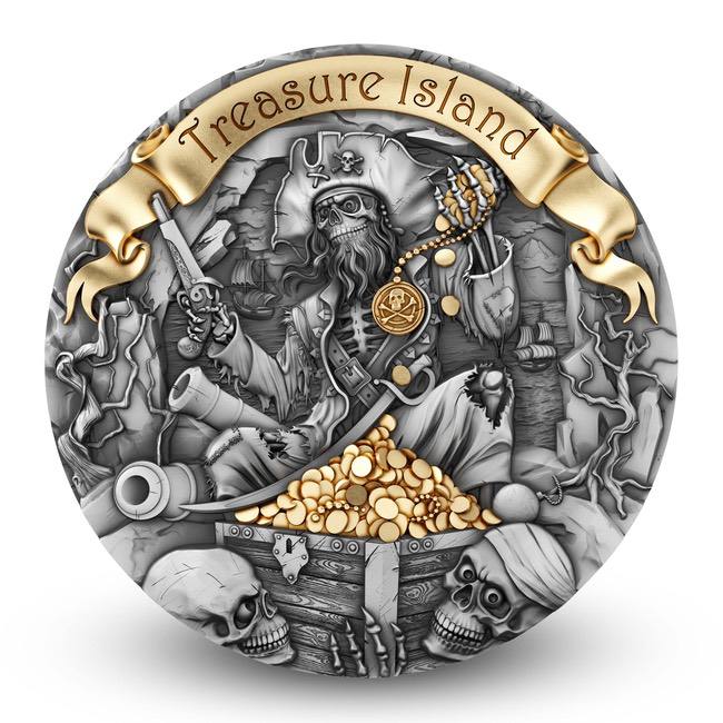 2024 Cameroon 2 oz Silver Antique Treasure Island (Box&COA) – ZM