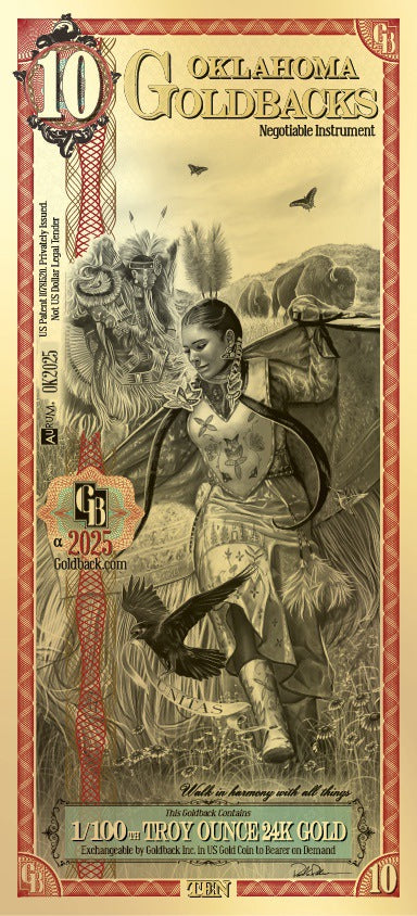 10 Oklahoma Goldback - Aurum Gold Note (24k) – ZM
