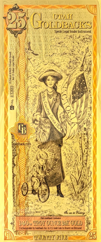 25 Utah Goldback (2022) - Aurum Gold Note (24k) – ZM