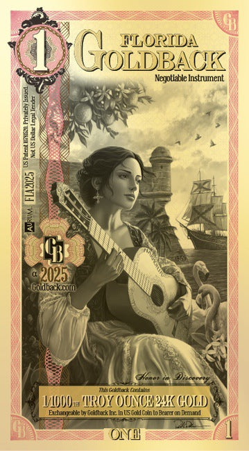 1 Florida Goldback (10 Pack) - Aurum Gold Note (24k) | ZM - Zion Metals