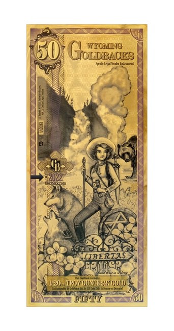 2022 Alpha 50 Wyoming Goldback - Aurum Gold Note (24k) – ZM