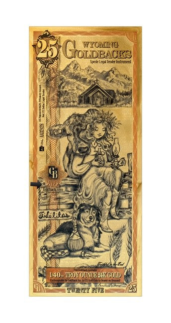 2022 Alpha 25 Wyoming Goldback - Aurum Gold Note (24k) – ZM