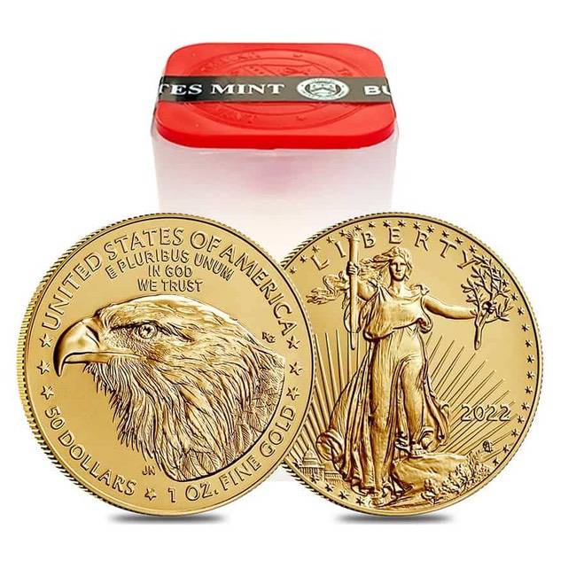 2022 – 1 oz Gold American Eagle – Sealed Tube of 20 Coins (BU) – ZM