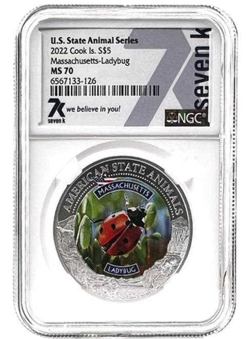 2022 COOK ISLANDS MASSACHUSETTS LADYBUG NGC MS70 AMERICAN STATE ANIMAL – ZM