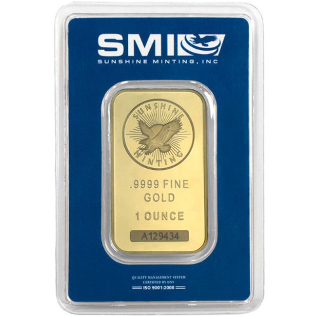1 oz Sunshine Gold Bar (Assay / MintMark) – ZM
